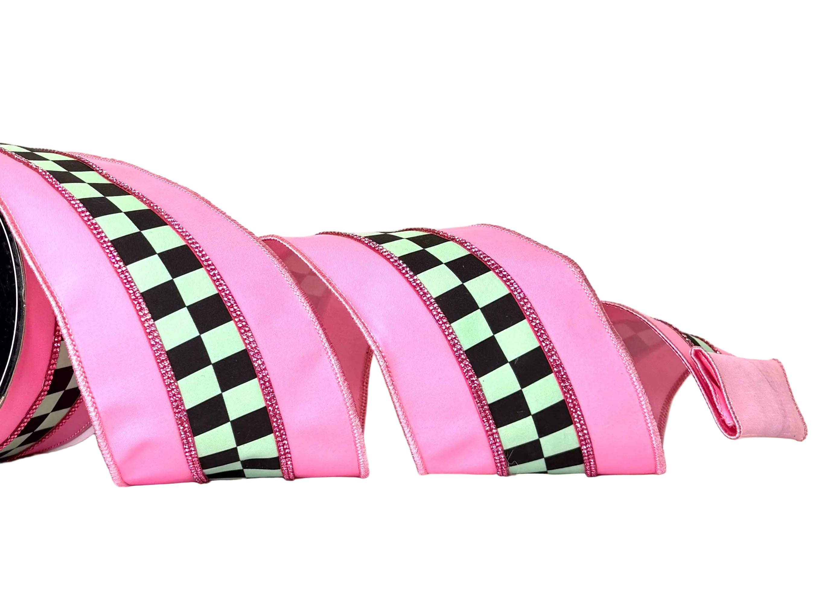 Pre-Order 2026- The Ba Bam Collection- PINK/MINT CHECKERED RIBBON with ...