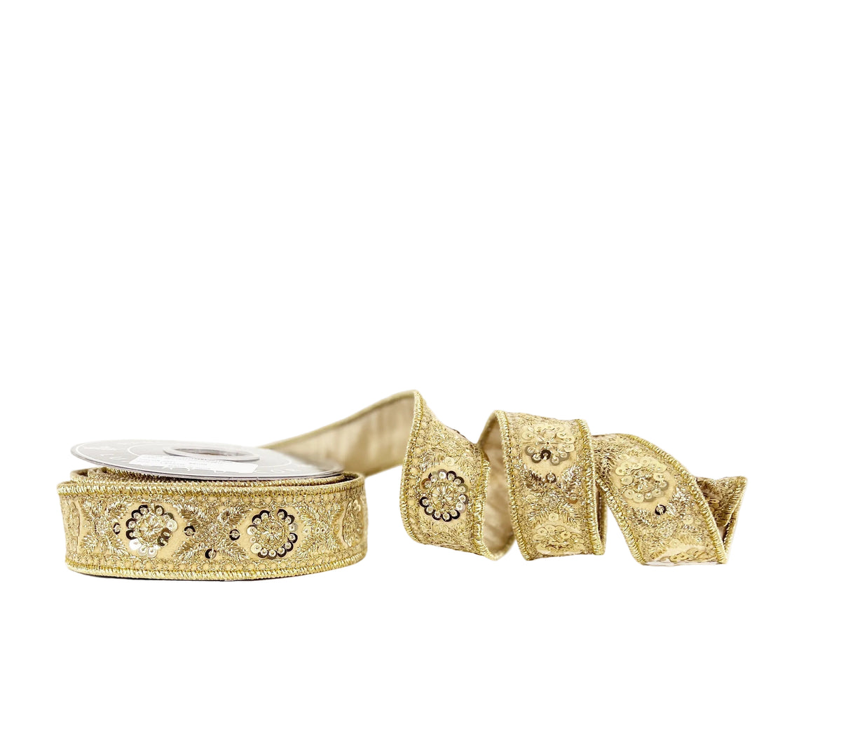 Jeweled Trim Double Sided Wired Ribbon - Beige 1.5"x5Y – Nancy Brown Home