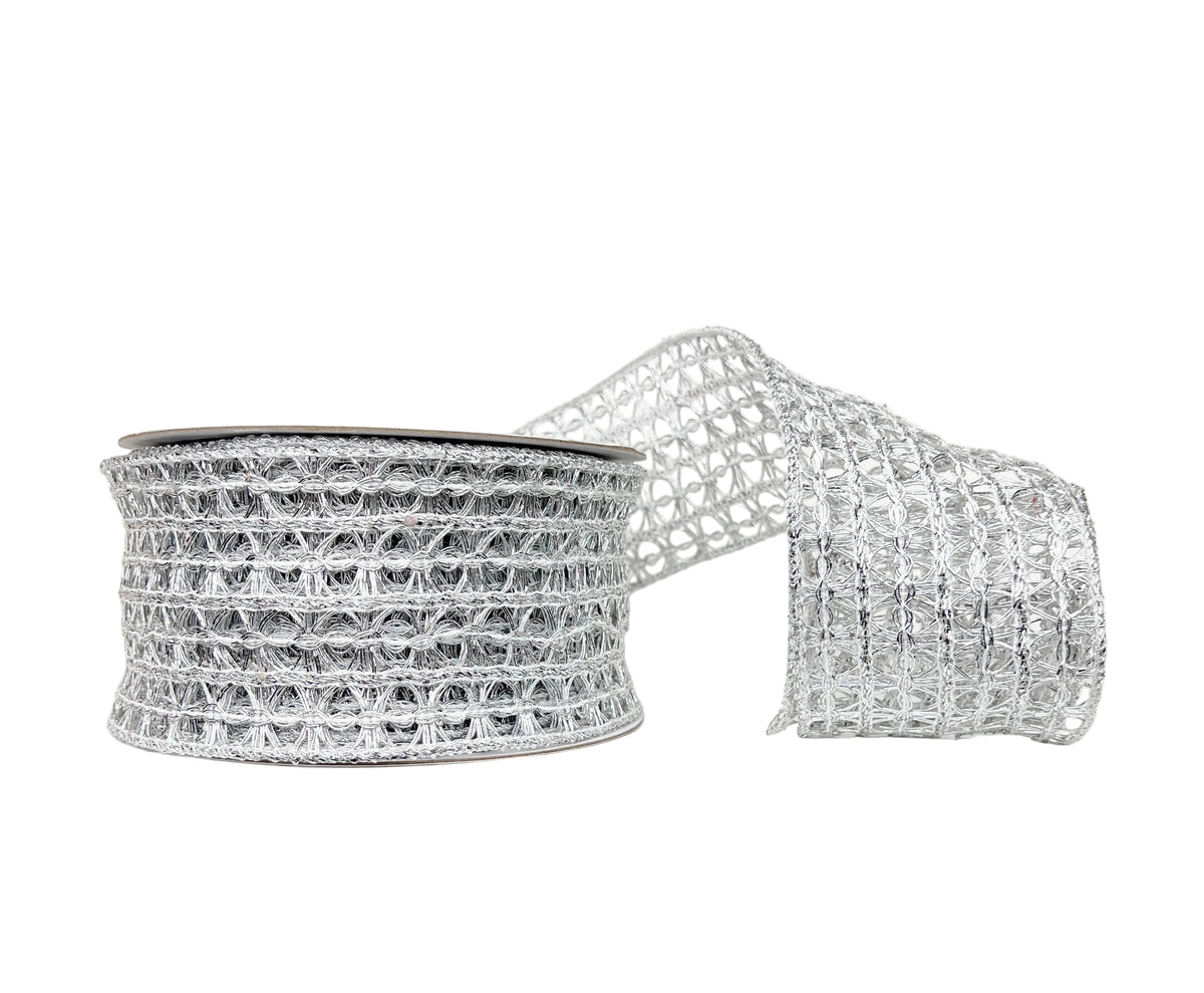 Silver Lattice Wired 4" x 10Y Ribbon – Nancy Brown Home